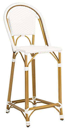 Safavieh PAT4038C Outdoor Collection Zaid White Stackable 30-inch Bar Stool