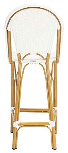 SAFAVIEH PAT4008C Outdoor Collection Ford White French Bistro 30-inch Bstro Bar Stool