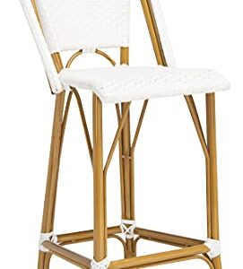 SAFAVIEH PAT4008C Outdoor Collection Ford White French Bistro 30-inch Bstro Bar Stool