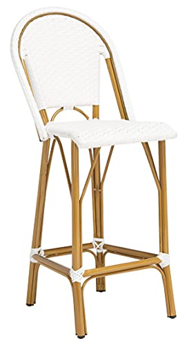 SAFAVIEH PAT4008C Outdoor Collection Ford White French Bistro 30-inch Bstro Bar Stool