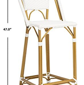 Safavieh PAT4038C Outdoor Collection Zaid White Stackable 30-inch Bar Stool