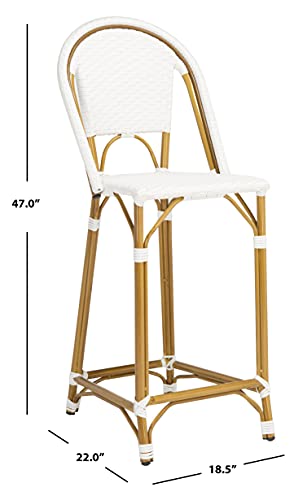 Safavieh PAT4038C Outdoor Collection Zaid White Stackable 30-inch Bar Stool