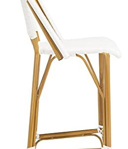 SAFAVIEH PAT4008C Outdoor Collection Ford White French Bistro 30-inch Bstro Bar Stool