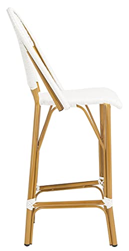 SAFAVIEH PAT4008C Outdoor Collection Ford White French Bistro 30-inch Bstro Bar Stool