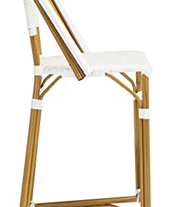 Safavieh PAT4038C Outdoor Collection Zaid White Stackable 30-inch Bar Stool