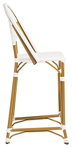 Safavieh PAT4038C Outdoor Collection Zaid White Stackable 30-inch Bar Stool