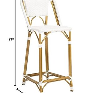 Safavieh PAT4038C Outdoor Collection Zaid White Stackable 30-inch Bar Stool