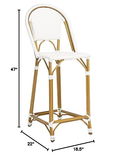 Safavieh PAT4038C Outdoor Collection Zaid White Stackable 30-inch Bar Stool