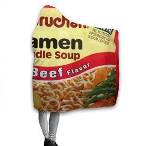 321DESIGN Ramen Noodles Beef Flavor Noodle Soup Wearable Blanket Fleece Hooded Robe Cloak Throw Quilt Poncho Microfiber Sherpa Plush Warm Wrap Multiple-Size Cape Kids Size 50 x 40 Inch