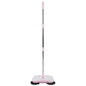 hand push sweeper, household hand sweeping machine, non electric sweeper mop broom dustpan floor cleaning tools for cleaning hair, fruit shell, dust, etc - angle changable freely(pink)