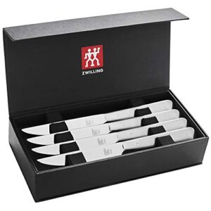 zwilling porterhouse razor-sharp steak knife set of 8 with black presentation case, gift set, silver