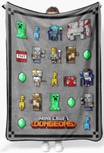 minecraft dungeon mobs throw - measures 46 x 60 inches, kids bedding - fade resistant super soft fleece (official minecraft product)