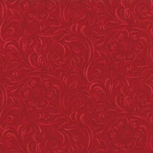 tooled leather-look, red, fabric, 100% cotton, western basics, south western, sara khammash, moda, 11216-11, by the yard