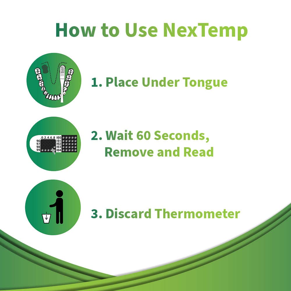 NexTemp Ultra Single-Use Thermometers - Individually Wrapped Disposable First Aid Supplies, High-Accuracy Reading, For Business, School, and Healthcare Use, Fahrenheit, 100-Pack, by Medical Indicators