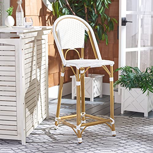 Safavieh PAT4038C Outdoor Collection Zaid White Stackable 30-inch Bar Stool