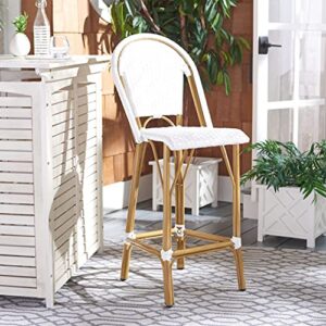 SAFAVIEH PAT4008C Outdoor Collection Ford White French Bistro 30-inch Bstro Bar Stool