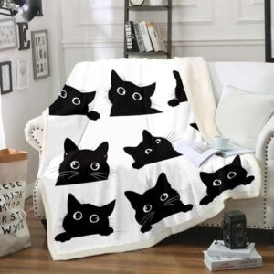 feelyou black cat fuzzy blanket for kids toddler cute pet cats fleece throw blanket kawaii kitten plush blanket and throws super soft cozy animal sherpa blanket 50"x60"