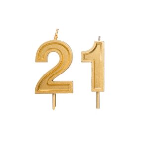 bailym 21st & 12 birthday candles,gold number 21 cake topper for birthday decorations party decoration