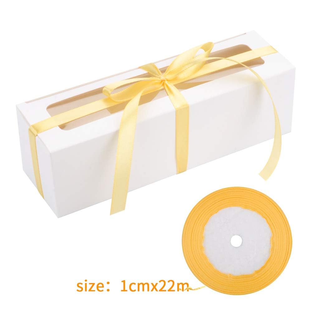 NPLUX 25 Pack Macaron Boxes for 5-7 Macarons Cookie Candy Strawberry Boxes Macaron Container Packaging Boxes with Ribbon for Gift Giving(White)