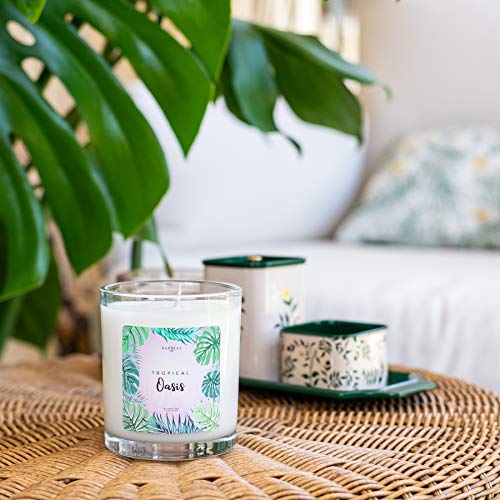 Kate Bissett Baubles Tropical Oasis Scented Premium Candle and Jewelry with Surprise Pendant Inside | 10 oz Large Candle | Made in USA | Parrafin Free