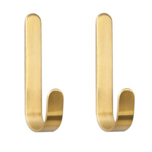 kaileyouxiangongsi brass bath towel hook, brushed gold coat robe clothes hook for bathroom kitchen garage wall mounted (pack of 2), no screw need