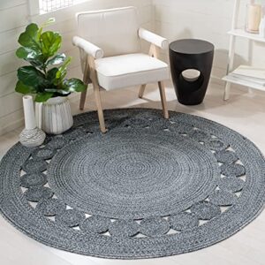 safavieh cape cod collection 5' round charcoal cap225h handmade braided area rug