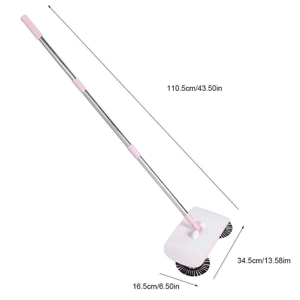 Hand Push Sweeper, Household Hand Sweeping Machine, Non Electric Sweeper Mop Broom Dustpan Floor Cleaning Tools for Cleaning Hair, Fruit Shell, Dust, etc - Angle Changable Freely(Pink)