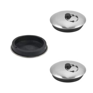 mromax 3pcs stainless steel sink plug drain stopper fit 57mm with ring for bathtub kitchen bathroom silver, black