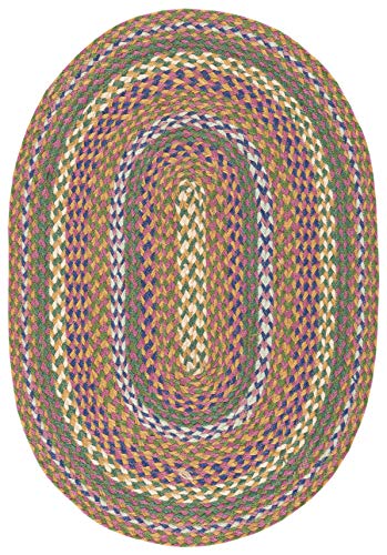 SAFAVIEH Cape Cod Collection Area Rug - 6' x 9' Oval, Green & Pink, Handmade Braided Jute, Ideal for High Traffic Areas in Living Room, Bedroom (CAP241Y)