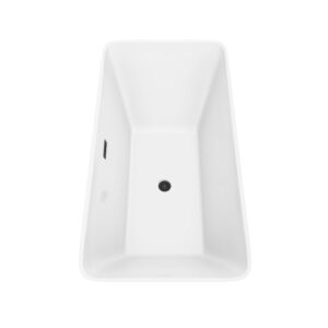 Tiffany 59 Inch Freestanding Bathtub in White with Matte Black Drain and Overflow Trim