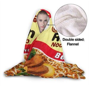 321DESIGN Ramen Noodles Beef Flavor Noodle Soup Wearable Blanket Fleece Hooded Robe Cloak Throw Quilt Poncho Microfiber Sherpa Plush Warm Wrap Multiple-Size Cape Kids Size 50 x 40 Inch