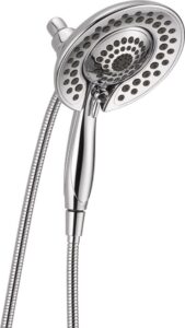 delta faucet 5-spray in2ition 2-in-1 dual shower head with handheld spray, chrome hand held shower head with hose, handheld shower heads, 2.5 gpm shower head, chrome 58569-25-pk