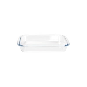 foyo basics tempered glass baking dish, 1.6 quart clear oblong dish set, casserole dish cooking oven bake