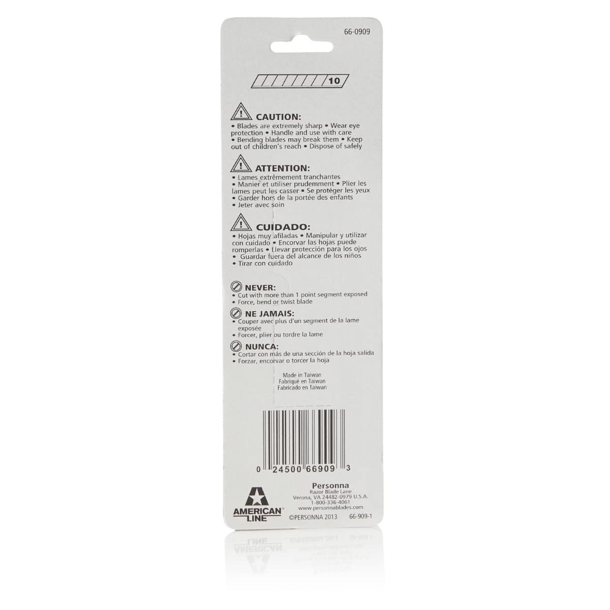 American Line 8-Point Snap-Off Utility Blades - 10-Pack Box - 18mm Standard Heavy-Duty Carbon Steel, Snap-Off Retractable Knives - 66-0909