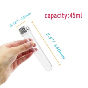 24 PCS Plastic Test Tubes,45 ml Clear Test Tube with Caps,140 x 25 mm Test Tube for Candy Storage,Party,Decoration,Beads Display,Lab