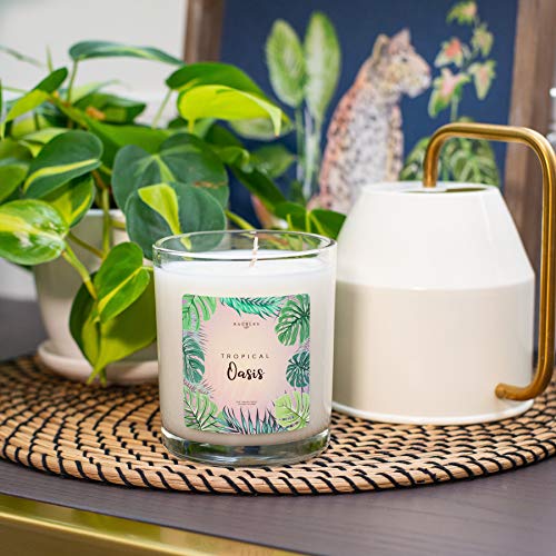 Kate Bissett Baubles Tropical Oasis Scented Premium Candle and Jewelry with Surprise Pendant Inside | 10 oz Large Candle | Made in USA | Parrafin Free