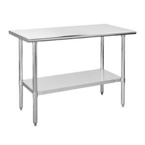 hally stainless steel table for prep & work 24 x 48 inches, nsf commercial heavy duty table with undershelf and galvanized legs for restaurant, home and hotel