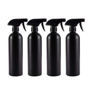 cindy's tape plastic spray bottles black for cleaning solutions 16 oz (pack of 4), heavy duty opaque refillable reusable empty anti-degradation leak-proof sprayers for home garden plant kitchen