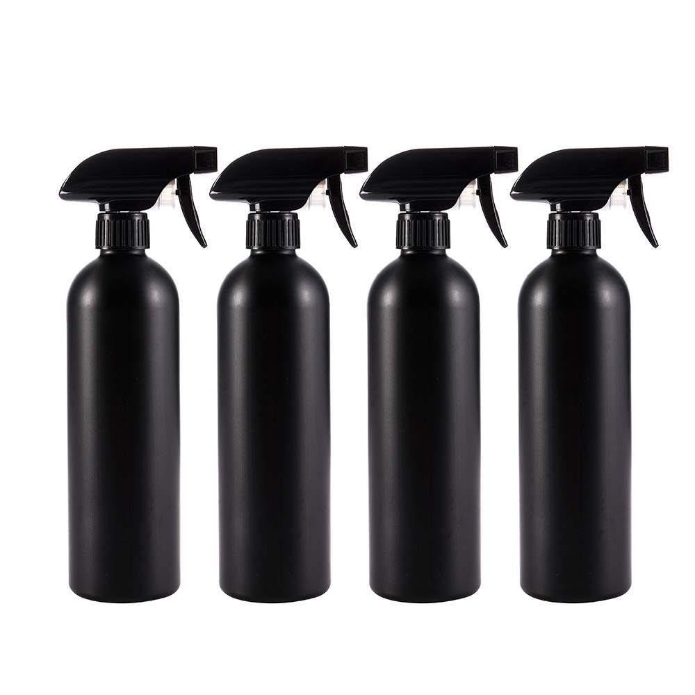 Cindy's Tape Plastic Spray Bottles Black for Cleaning Solutions 16 oz (Pack of 4), Heavy Duty Opaque Refillable Reusable Empty anti-degradation Leak-proof Sprayers for Home Garden Plant Kitchen