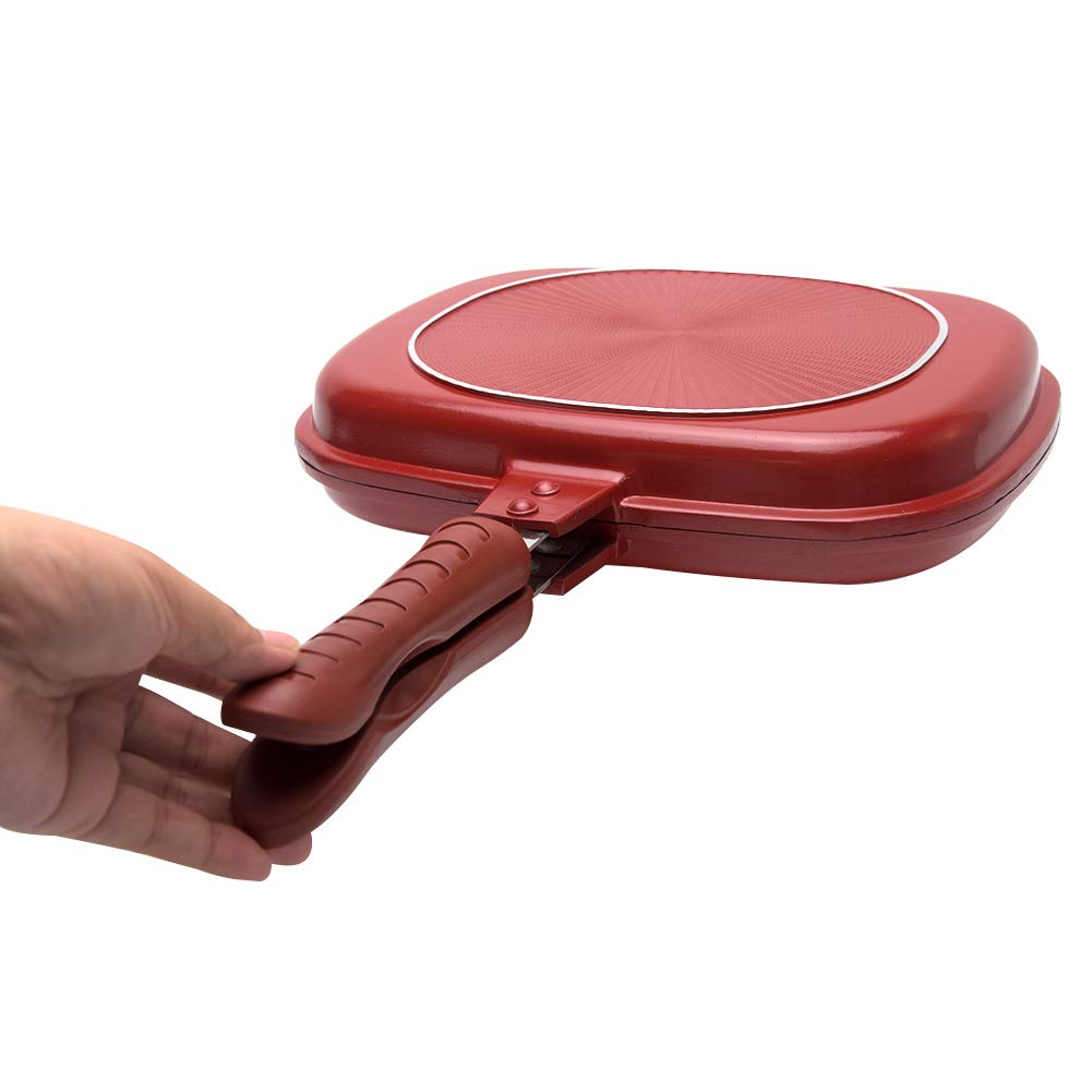 Square Double Sided Frying Pan, Kitchen Non-stick Baking Pancake Pan Omelette Trays, Indoor/Outdoor Camping Sandwich Toaster Grill, Cooks Toasties, Breakfast and More