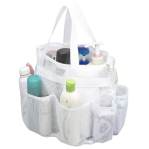 alyer large mesh dive tote bag with separated inner compartment,portable shower caddy bath organizer with durable handles and zipper (white)