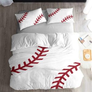 lans precise baseball sport series duvet cover bedding set, duvet cover and pillowcase, 3/4 piece set (duvet cover + 2 pillowcases + sheets) health/soft/colourfast (i,full-3pcs-200x229cm)