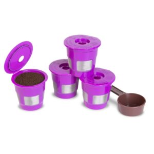 cafe fill 4-pack reusable refillable coffee pod filter capsules plus coffee scoop by perfect pod - compatible with keurig and select single serve coffee makers, replacement for k-cups