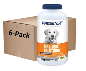 prosense advanced strength for dogs glucosamine chew tablets, hip and joint solutions (1 case of 6 individual packs of 120 count)