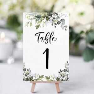 Printed Party Table Card Numbers Set, 1-40 and Head Table Card, Greenery