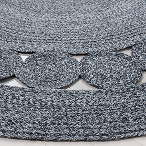 SAFAVIEH Cape Cod Collection 5' Round Charcoal CAP225H Handmade Braided Area Rug