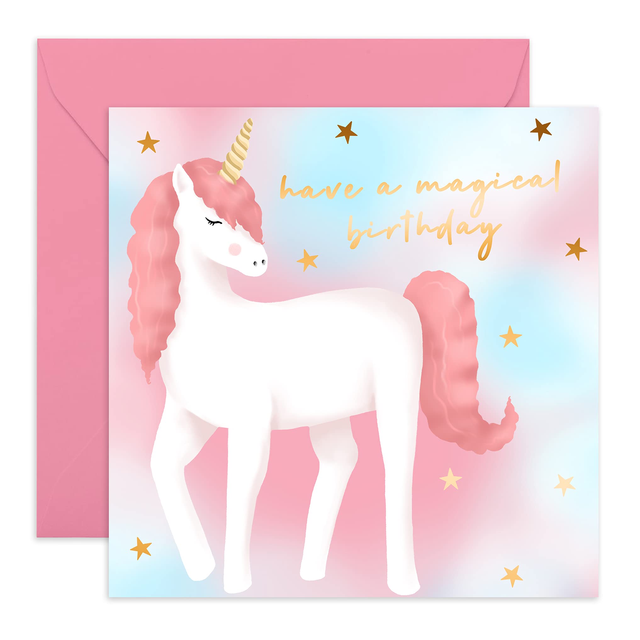 CENTRAL 23 - Unicorn Birthday Card - 'Have a Magical Birthday' - Pink Gift for Girls - Cute Design - Pretty Happy Birthday Card - For Daughter Granddaughter- Comes with Fun Stickers