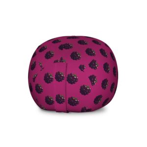 ambesonne natural color storage toy bag chair, repetitive fruit pattern with juicy blackberry, stuffed animal organizer washable bag, large size, magenta dark purple