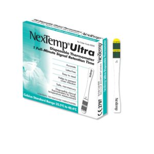 nextemp® ultra single-use thermometers: individually wrapped 100-pack, provides superior accuracy and maximum infection control. perfect for businesses, schools, first-aid, home, and travel! (celsius)