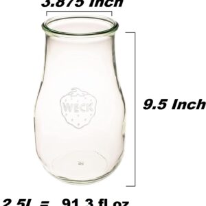 Weck Jars Tulip 2.5 Liter - Sour Dough Starter Jars - Large Glass Jars for Sourdough - Starter Jar with Glass Lid - Suitable for Canning & Storage